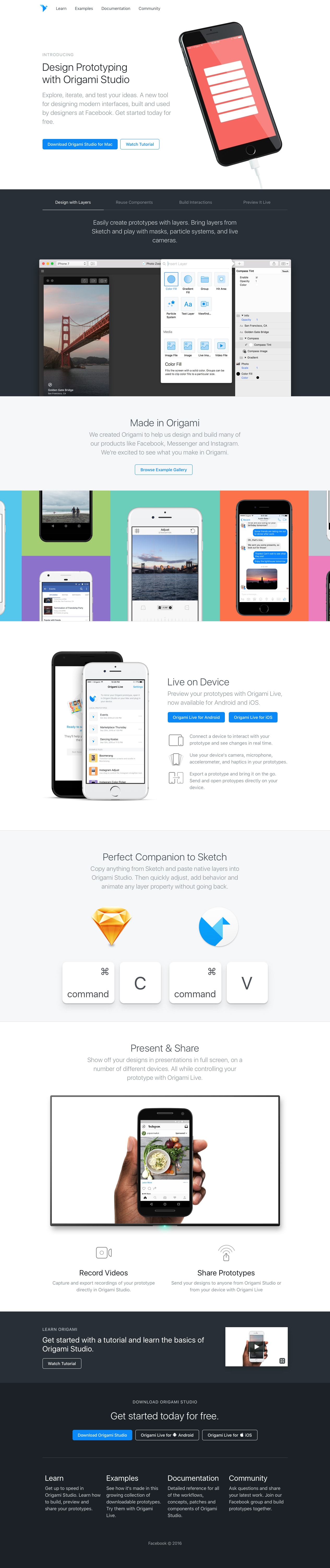 Check out landing page Origami Studio